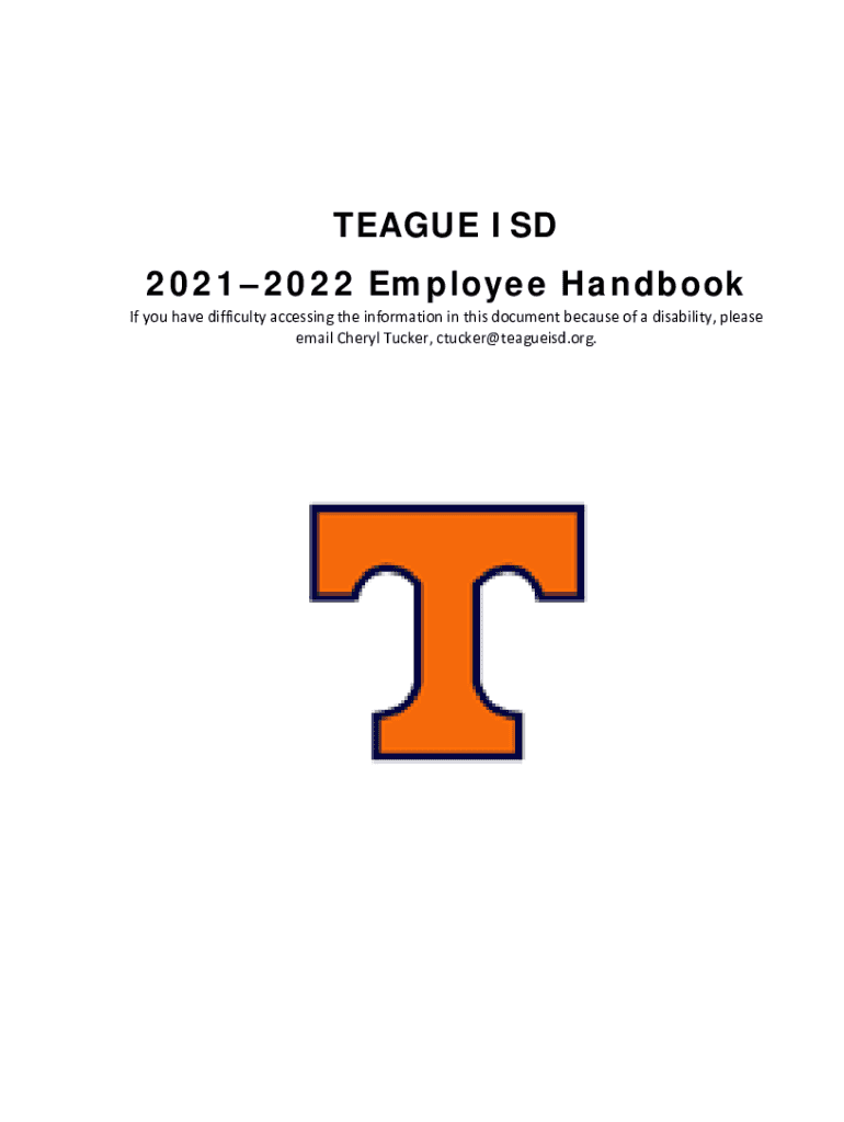 Fillable Online TEAGUE ISD 20212022 Employee Handbook Fax Email Print - pdfFiller