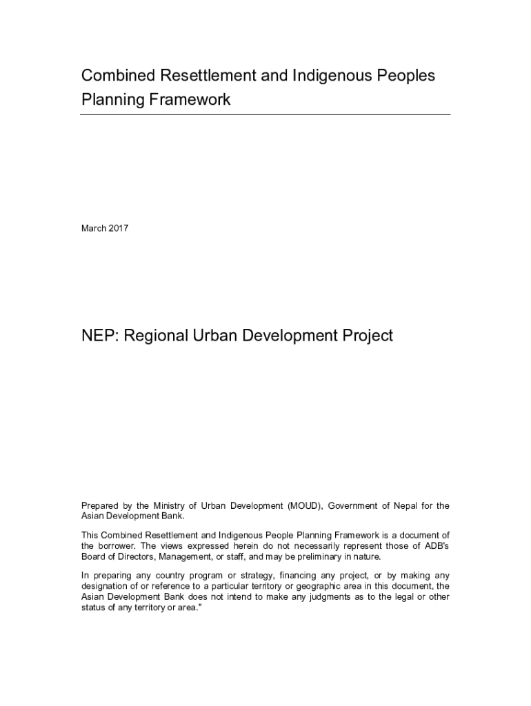 Fillable Online LD 19 Combined Resettlement and IPP Framework updated ...