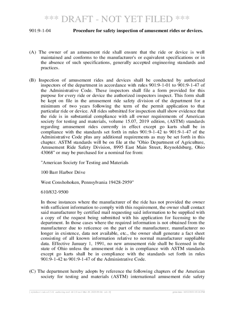 Fillable Online agri ohio Procedure for safety inspection of amusement ...