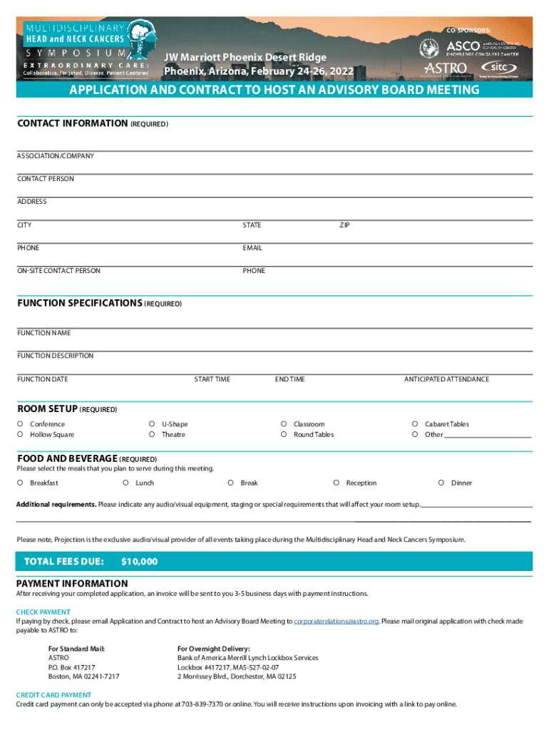Fillable Online APPLICATION AND CONTRACT TO HOST AN ADVISORY ... Fax Email Print - pdfFiller