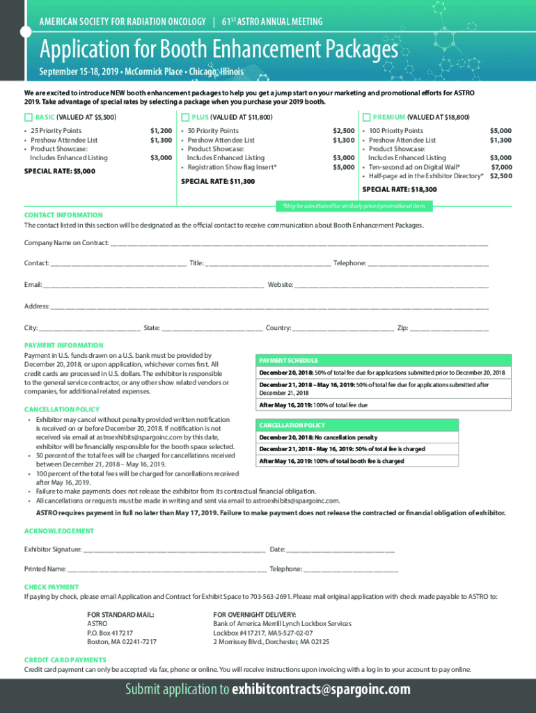 Fillable Online Application for Booth Enhancement Packages Fax Email ...