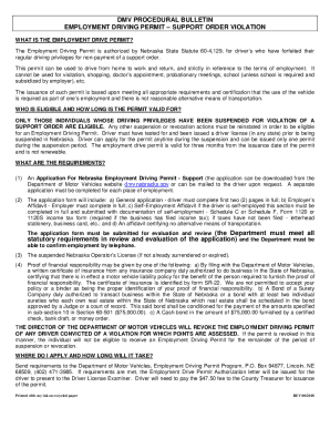 Fillable Online DMV PROCEDURAL BULLETIN EMPLOYMENT DRIVING ...