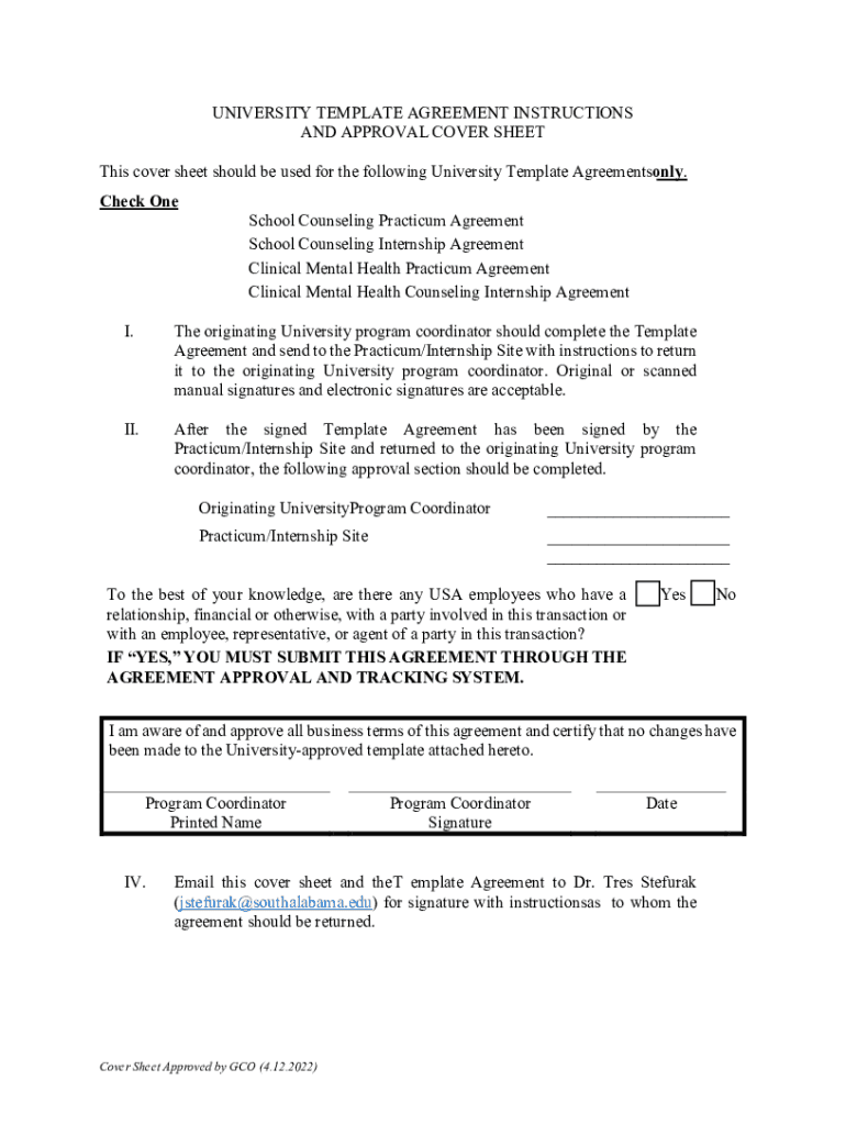 Fillable Online School Counseling Practicum Agreement Fax Email Print ...