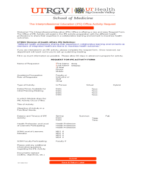 Fillable Online Get Started with IPE - Activity Request Form Fax Email ...