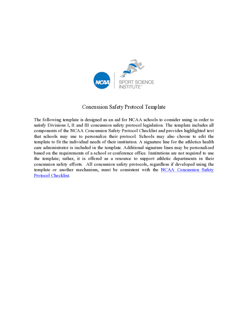 Fillable Online www.ncaa.orgsports2018/7/16Concussion Safety Protocol ...