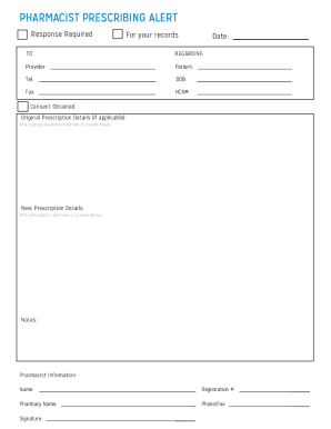 Fillable Online Template Pharmacist Prescribing Alert Fax Email Print ...