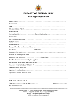 Fillable Online www.docsandforms.co.ukBurundi-Visa-ApplicationEMBASSY ...