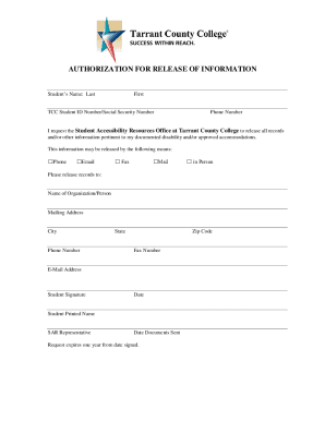 Fillable Online SAR Authorization to Release Fax Email Print - pdfFiller