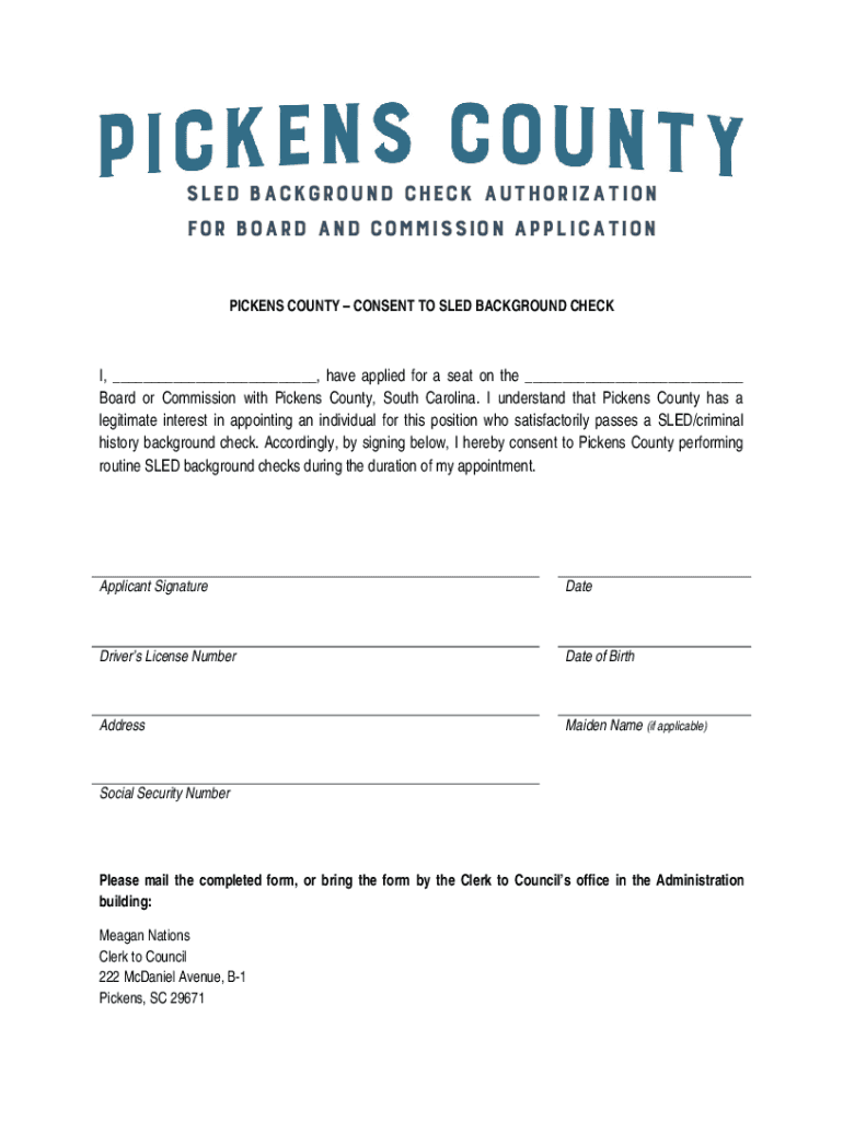 Fillable Online SLED Background ChecksSouth Carolina Press ...