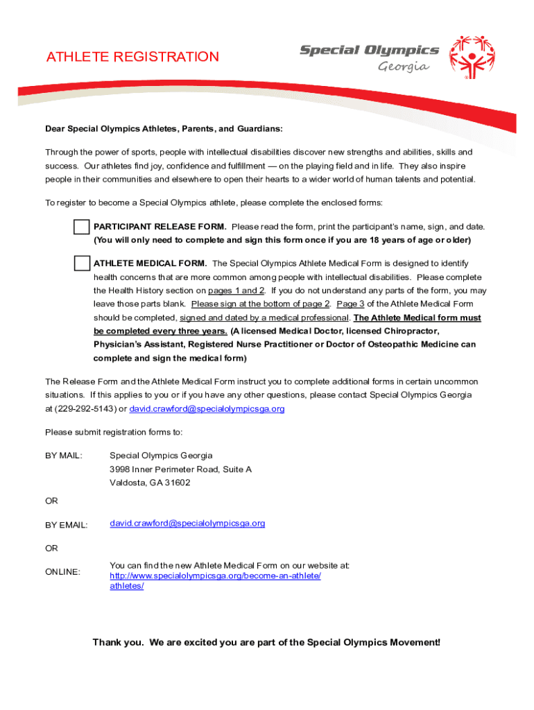 Fillable Online ATHLETE REGISTRATION Fax Email Print - pdfFiller