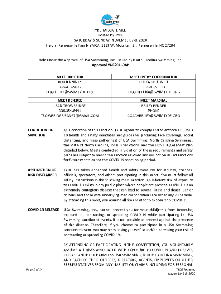 Fillable Online TYDE Tailgate Meet - TeamUnify Fax Email Print - pdfFiller
