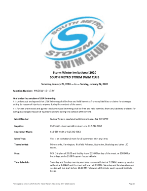 Fillable Online Storm Winter Invitational 2020 SOUTH METRO STORM SWIM ...