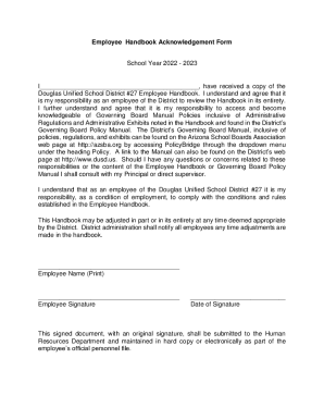 Fillable Online Employee Handbook Acknowledgement Form - Amazon AWS Fax ...