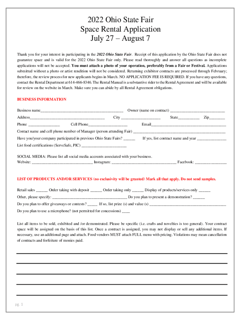 Fillable Online Ohio State Fair Fax Email Print - pdfFiller
