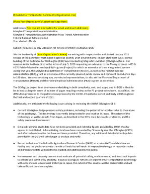 Fillable Online Email/Letter Template for Community Organization Use ...