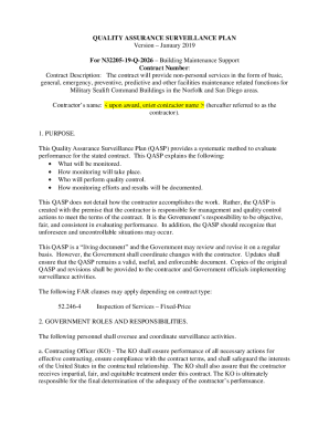 Fillable Online Quality Assurance Surveillance Plan (QASP) - Defense ...