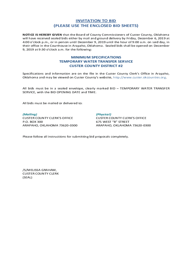 Fillable Online www.bidnet.combneattachmentsINVITATION TO BID (PLEASE USE THE ENCLOSED BID ...