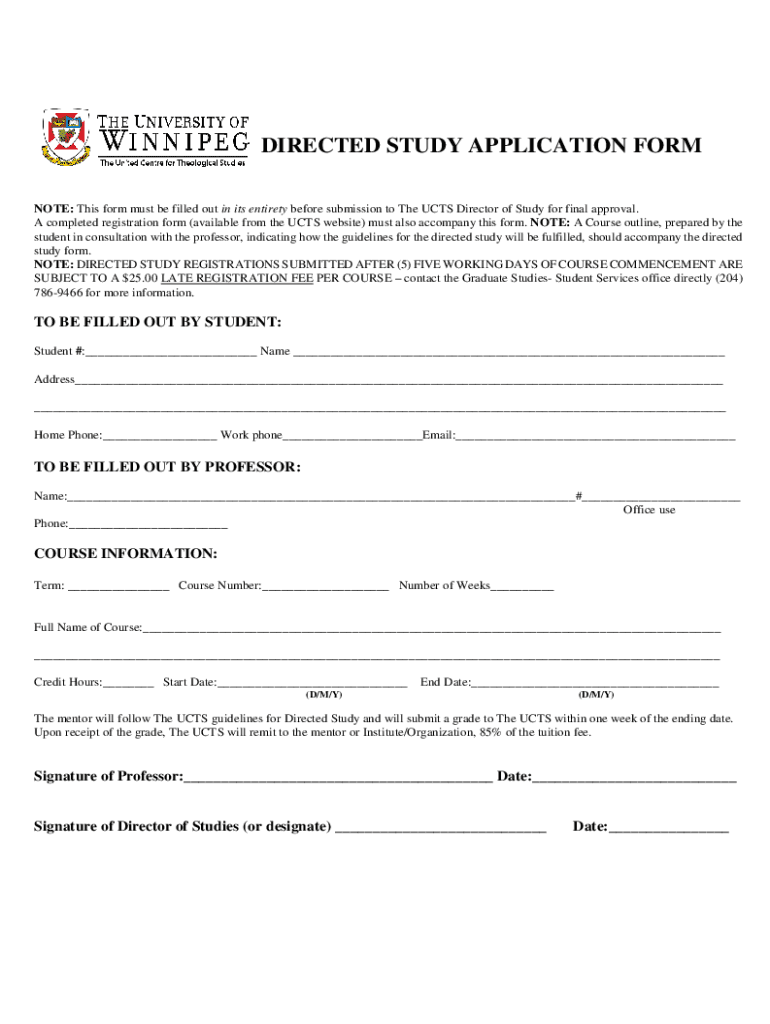 Fillable Online fill.ioForm-1-DIRECTED-STUDY-This-form-must-beFillable Form 1.: DIRECTED STUDY ...