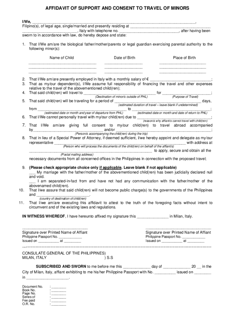 Fillable Online milanpcg dfa gov www.philippineslegalforms.comaffidavit ...