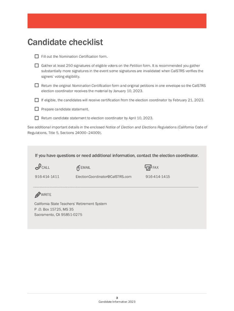 Fillable Online 2023 Teachers Retirement Board Candidate Information ...