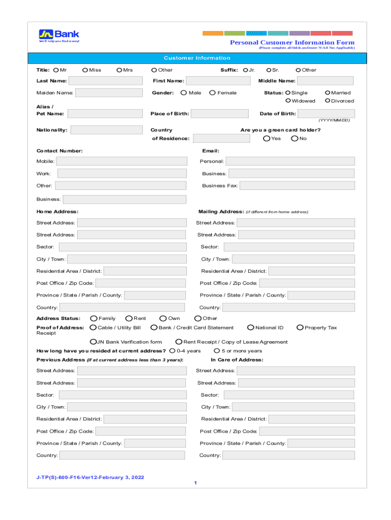 Fillable Online www.jotform.comcustomer-information-formCustomer ...