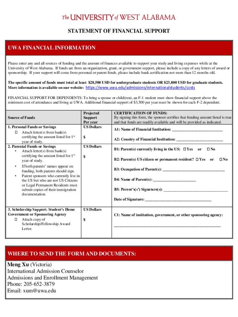 Fillable Online Financial support : The University of Western ...