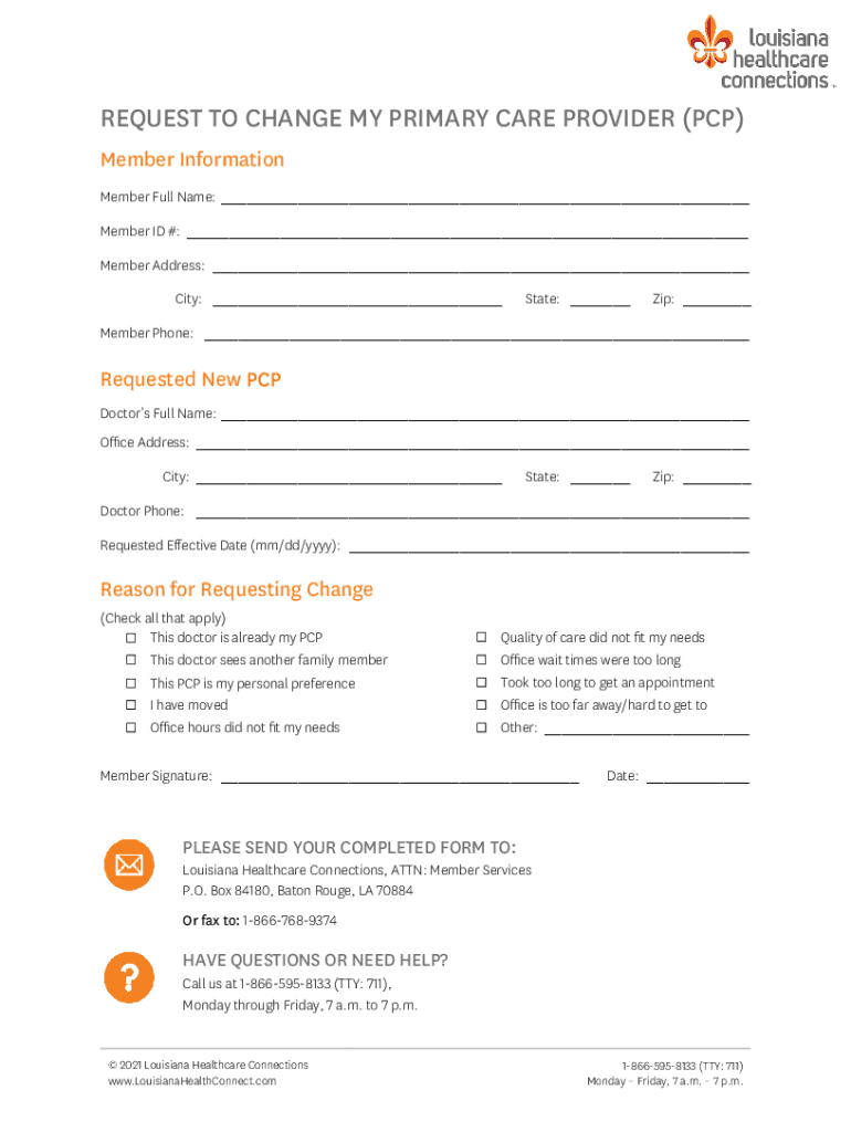 Fillable Online 508C Primary Care Provider Change Request Form - BCBST Fax Email Print - pdfFiller