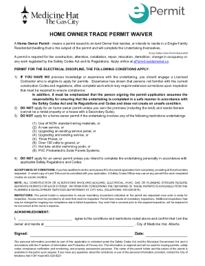 Fillable Online Homeowner Trade Permit Waiver Form Fax Email Print ...