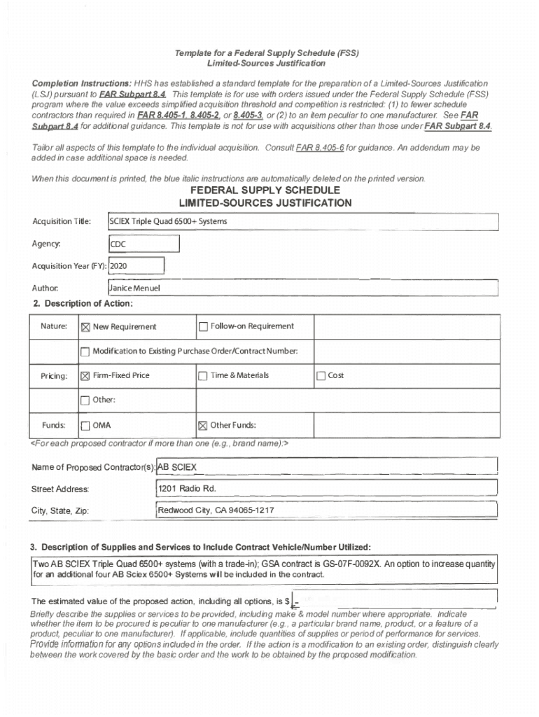 Fillable Online Template for a Federal Supply Schedule (FSS) - AWS Fax ...