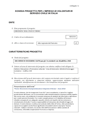 Fillable Online scheda progetto per l'impiego di volontari in servizio civile in ... Fax Email ...