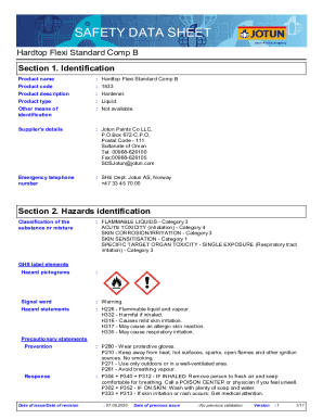 Fillable Online SAFETY DATA SHEET - SML Marine PaintsSAFETY DATA SHEET - SML Marine ...