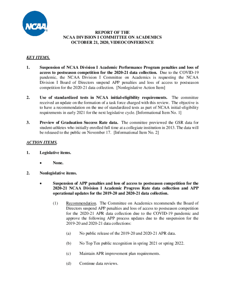 Fillable Online Division I Academic Progress Rate (APR) - NCAA.org Fax ...