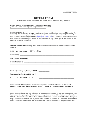 Fillable Online Result Form. CMHS, IPP Fax Email Print - pdfFiller