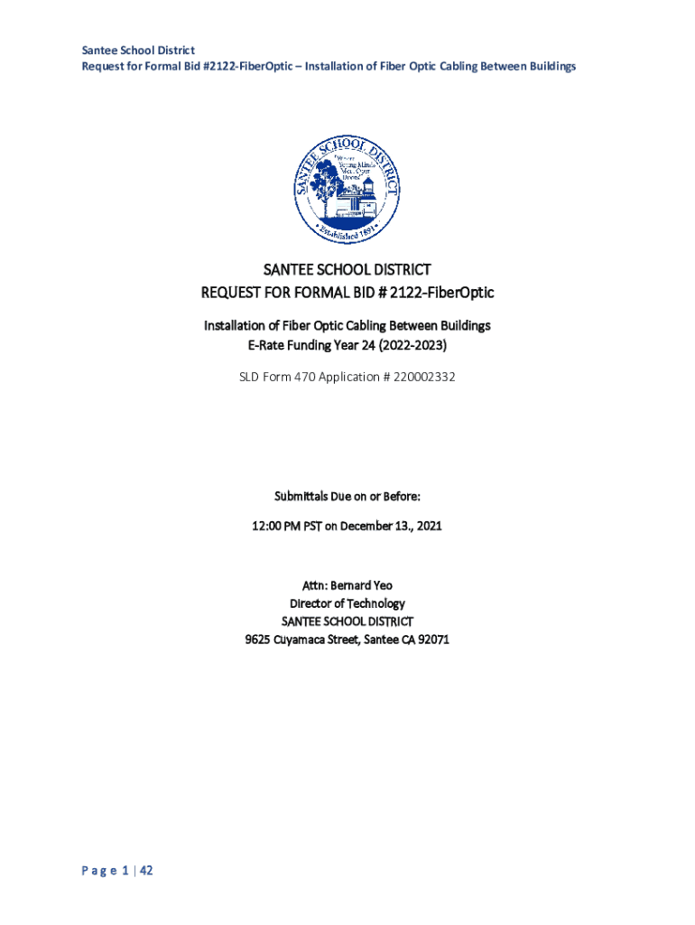 Fillable Online Santee School District Request for Formal Bid #2122 ... Fax Email Print - pdfFiller
