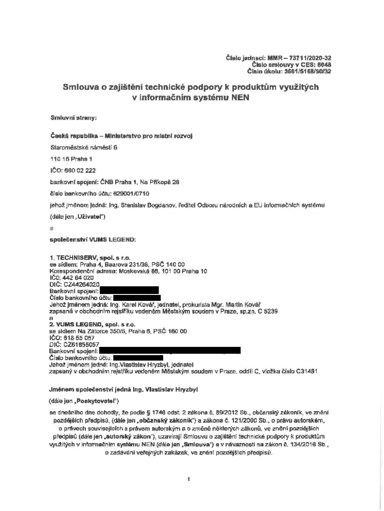 Fillable Online smlouvy gov Smlouva o zajitn technick podpory k produktm vyuitch ... Fax Email ...