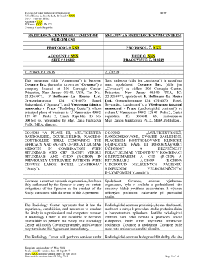 Fillable Online smlouvy gov RADIOLOGY CENTER STATEMENT OF AGREEMENT ...