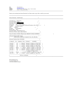 Fillable Online smlouvy gov Strem Chemicals - Order Receipt Fax Email ...