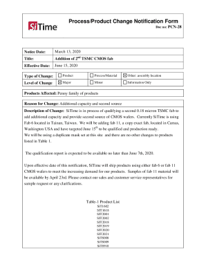 Fillable Online Process/Product Change Notification Form Fax Email ...