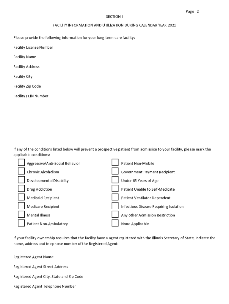 Fillable Online www2 illinois annual long-term care questionnaire for ...