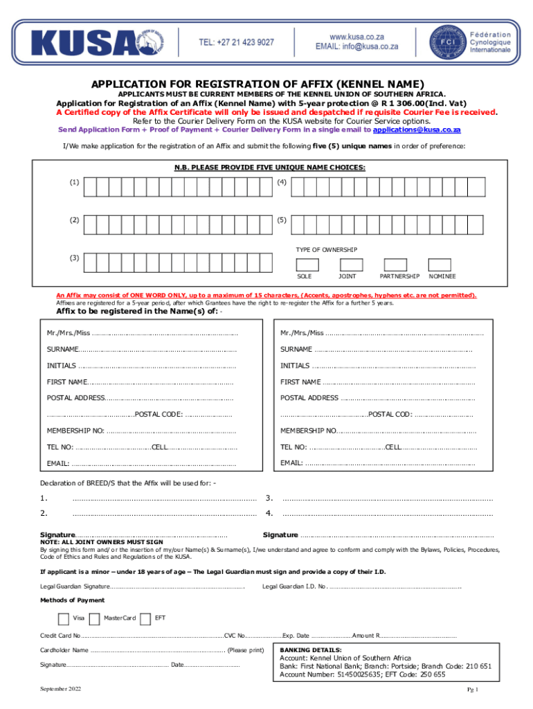 Fillable Online New Membership Application Form - Kennel Union of ...