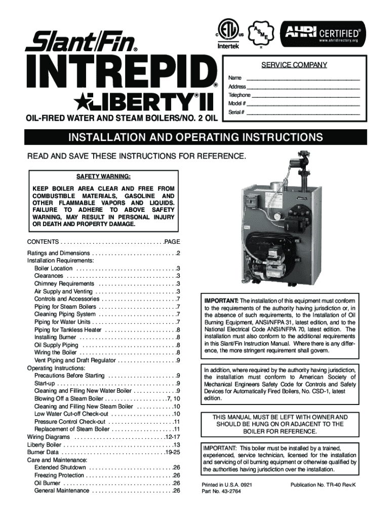 Fillable Online oswaldsupply.comproductsliberty-steam-boilersLIBERTY STEAM BOILERS-INTREPID ...