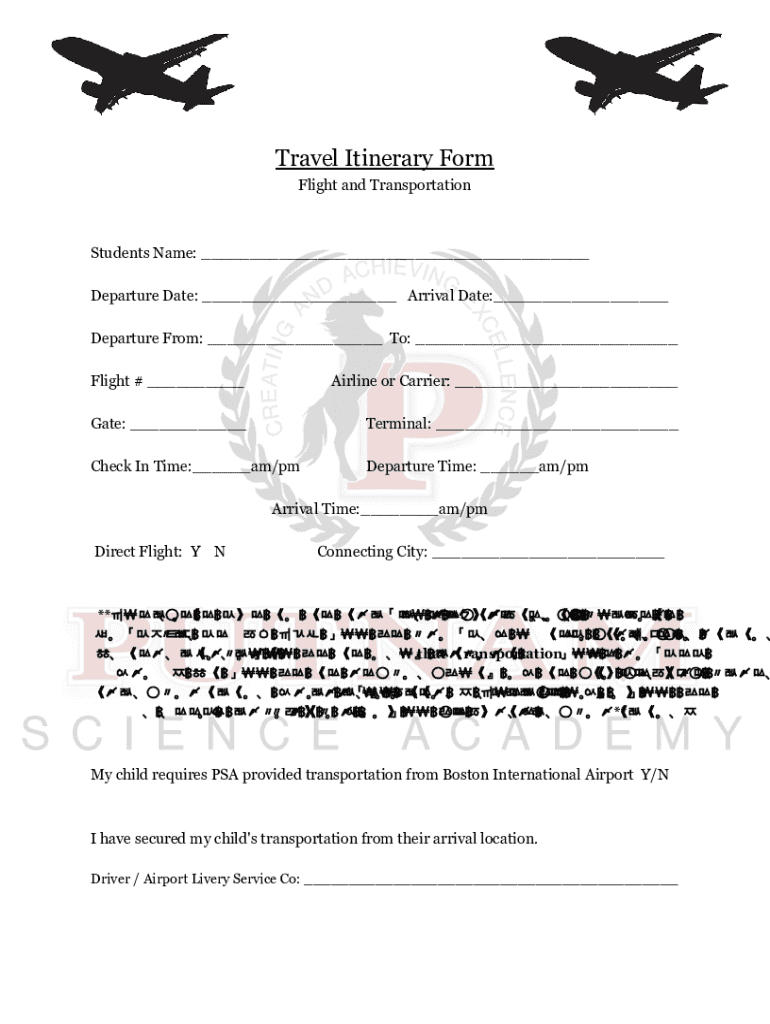 Fillable Online Flight Itinerary Template - PDF TemplatesJotformHow To ...