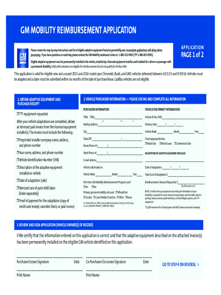 Fillable Online www.uslegalforms.comform-library47699-gmGet GM Mobility ...