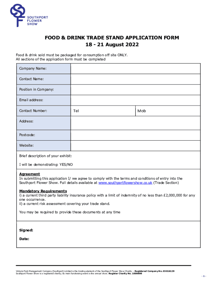 Fillable Online Trade Stand Application Form - IOM Southern District ...