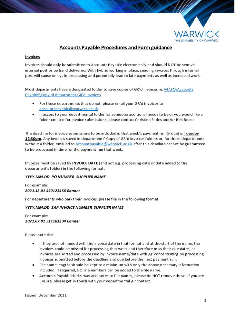 Fillable Online warwick ac What Are the Steps of Processing Invoices in ...