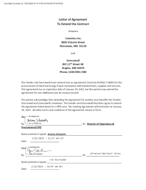Fillable Online Letter of Agreement To Extend the Contract Fax Email ...