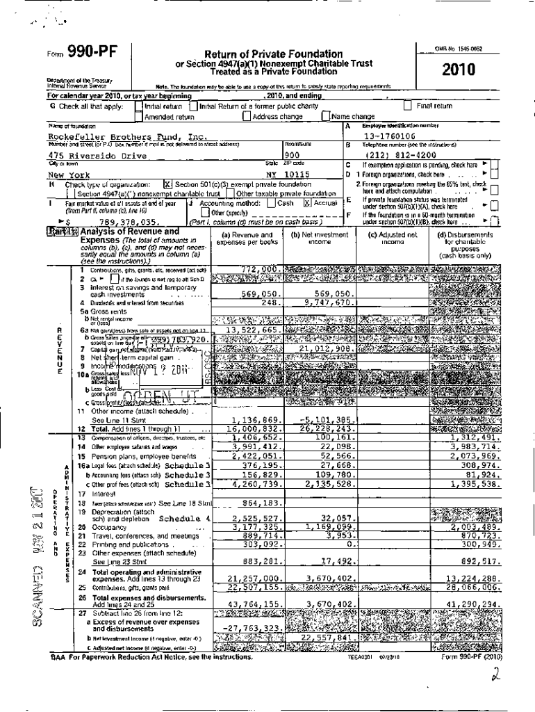 Fillable Online 990-PF Return of Private Foundation Treated as a ...