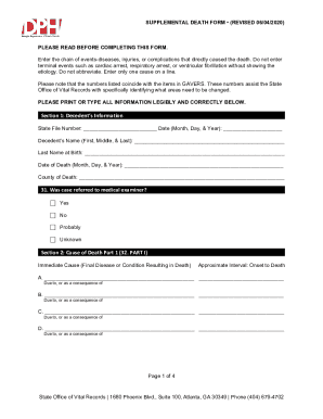 Fillable Online dph.georgia.govdocumentdocumentSupplemental Death Form ...