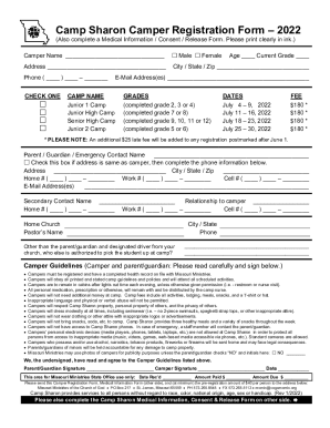 Fillable Online Camp Sharon Camper Registration Form2022 - Amazon S3 ...