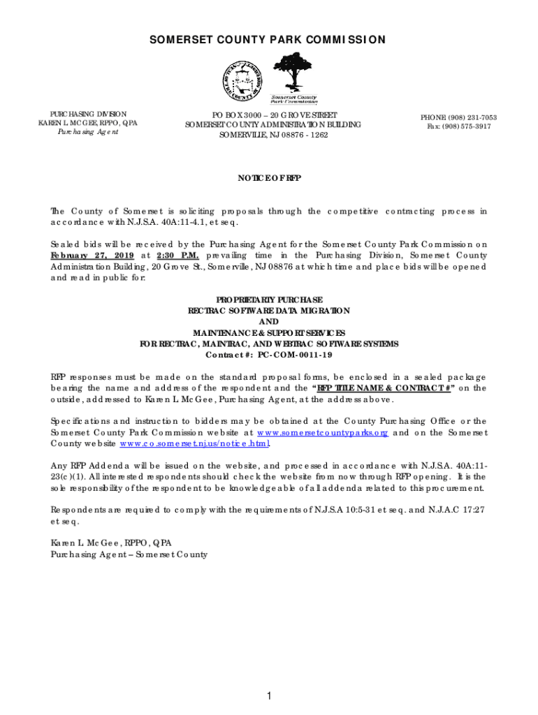 Fillable Online RFP Document - RecTrac SW Migration MaintSupport ...